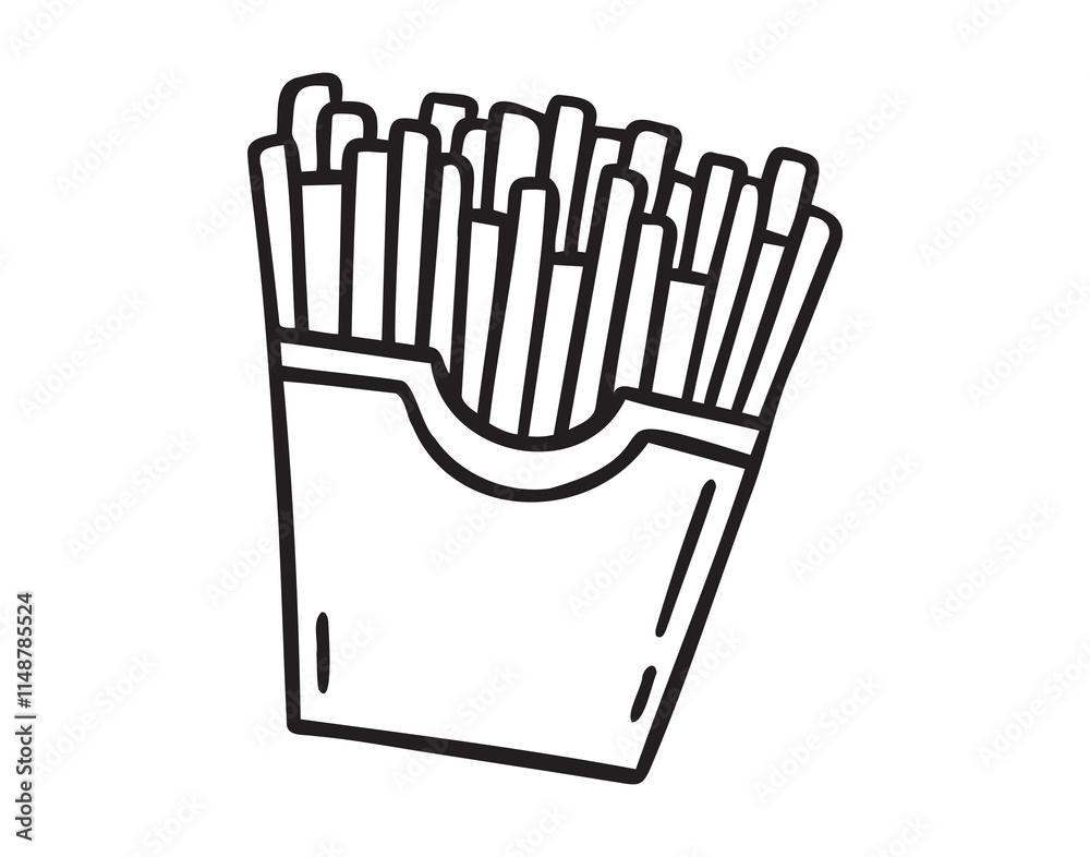 french fries doodle hand drawn icon. Outline drawing french fries line ...