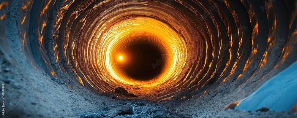 Underground pipe relining process. Cross-section view shows liner ...