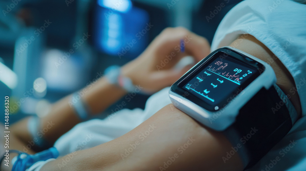 Modern Medical Smartwatch Monitoring Patient's Vital Signs in Hospital ...