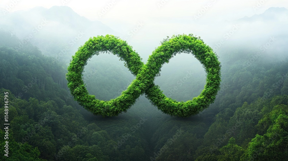 Infinity Symbol of Green Leaves over Lush Forest: A Symbol of ...