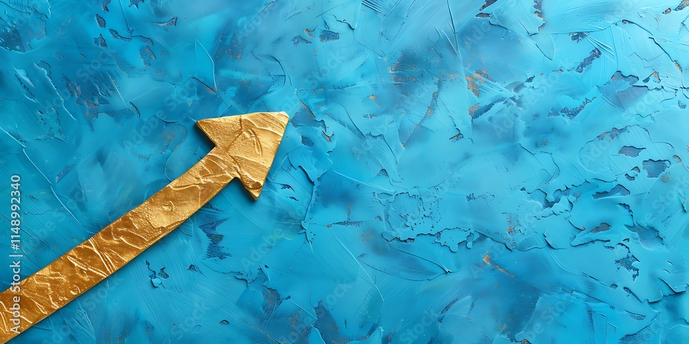 An abstract representation of a solid gold upward arrow, symbolizing ...