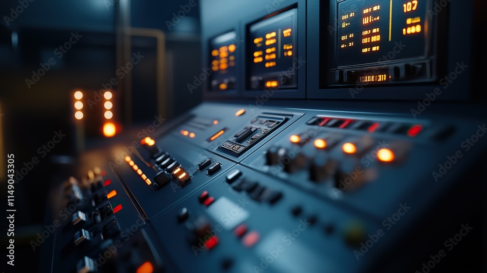 Ilustración de Stock Control panel with monitoring screens and ...