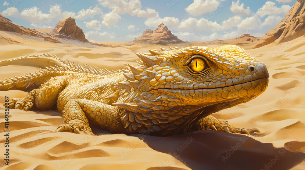 A basilisk with golden scales and eyes that can petrify its prey, who ...