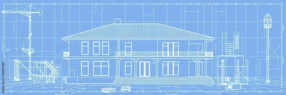 Architectural blueprint photo effect mockup showcasing digital overlay ...