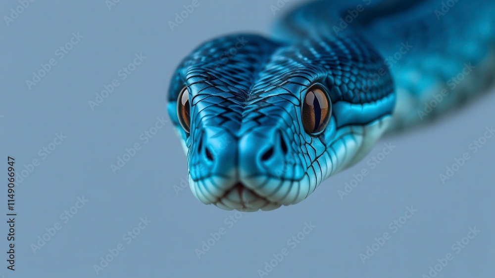 Stock-Illustration „Blue viper snake closeup of head with vertical ...