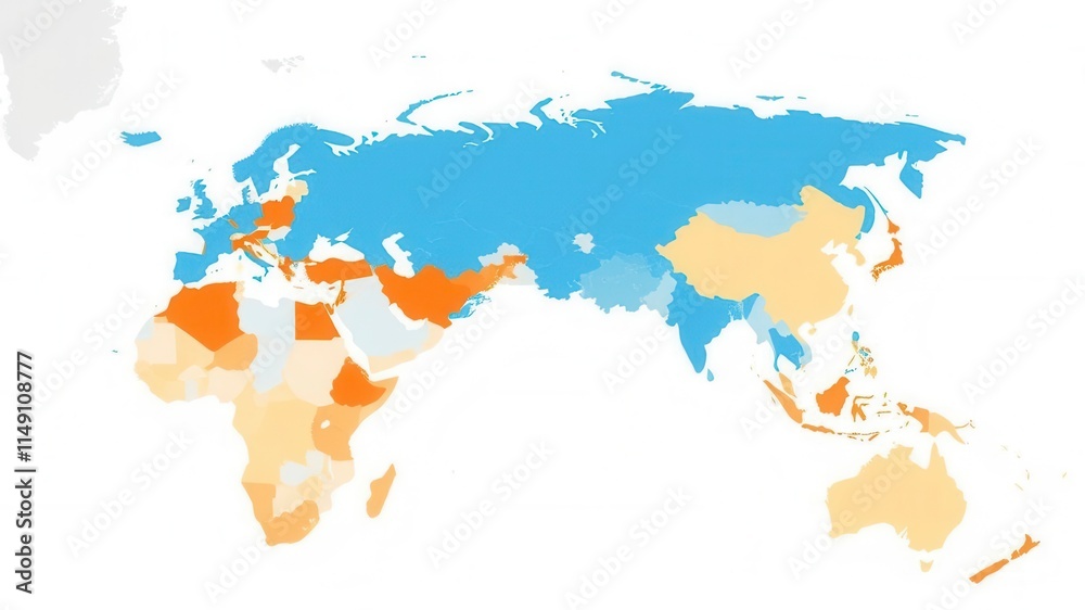 Blue and white world political map showing countries and boundaries ...