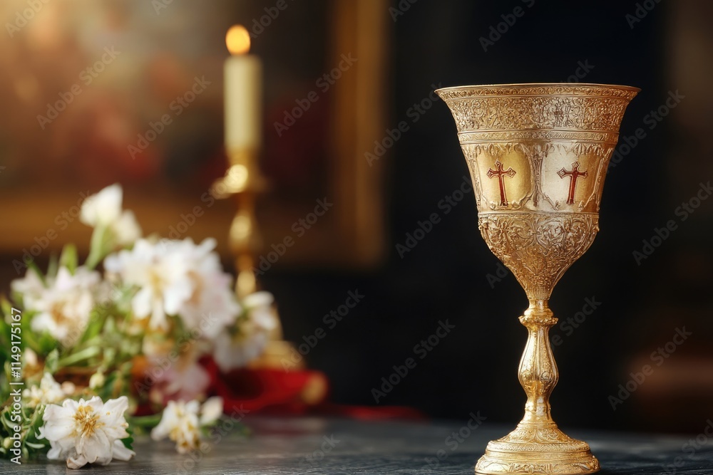 Sacred vessel - ornate church chalice symbolizes divine presence ...