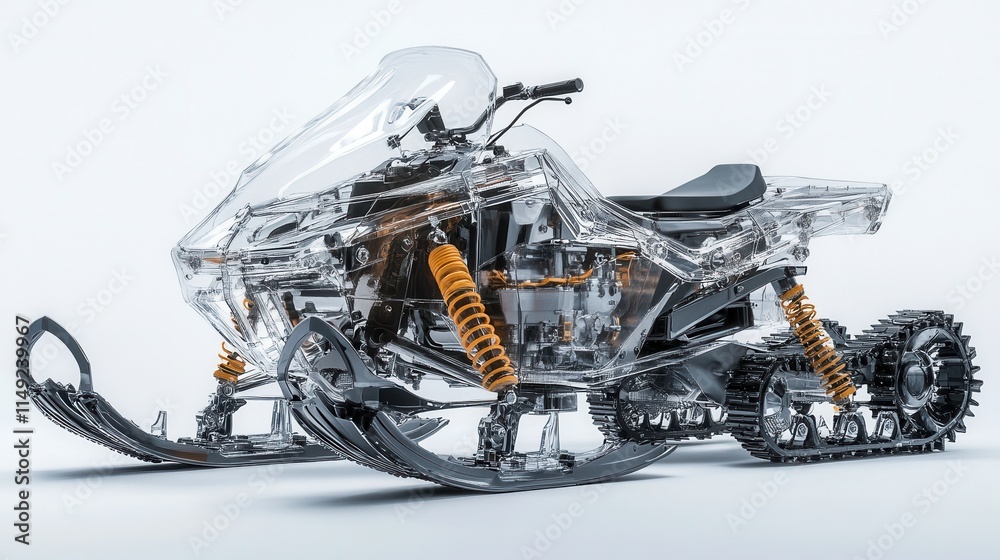 Transparent Snowmobile 3D Render Detailed Anatomy of a Modern ...