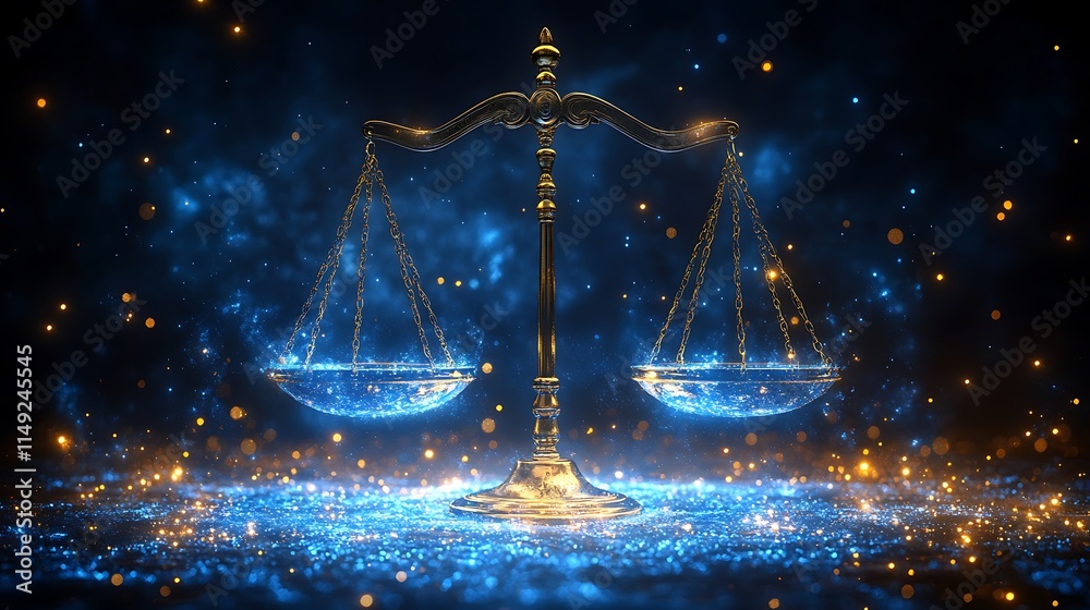 Mystic Scales of Justice: Glowing scales of justice in a mystical ...