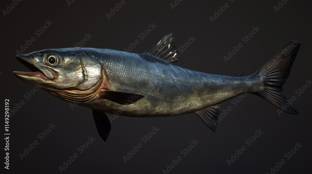 Realistic full body view of a fish on a dark background showcasing ...