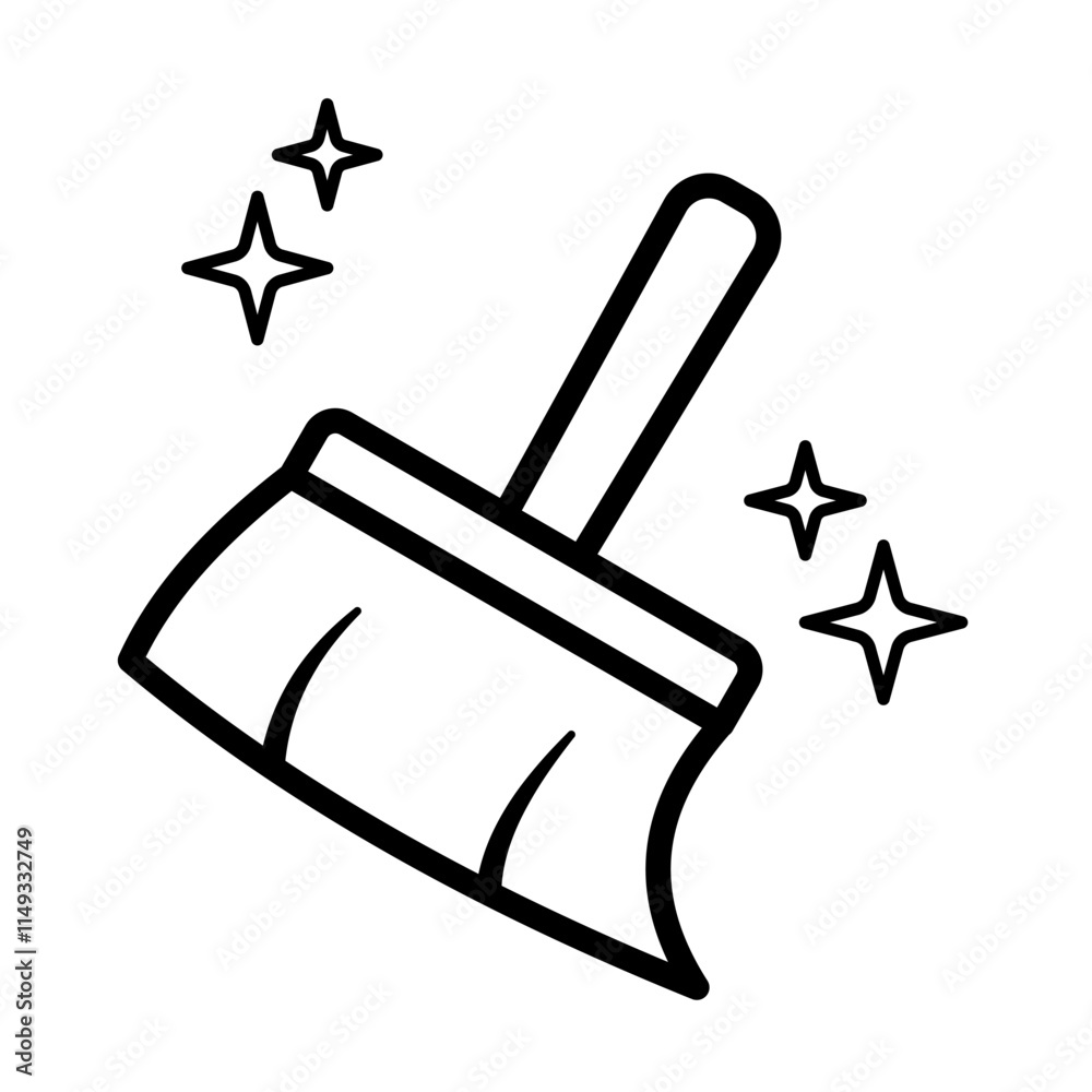 Vector de Stock Sweep broom icon, simple flat style, illustration, logo ...