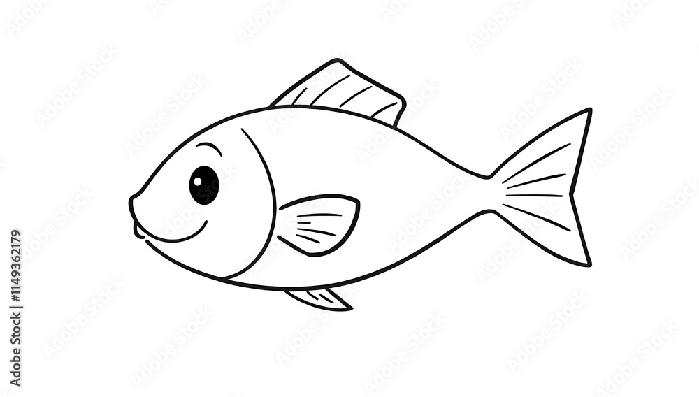 “Simple Fish Swimming Outline Only, No Fill Color, Thicker Line” – A ...