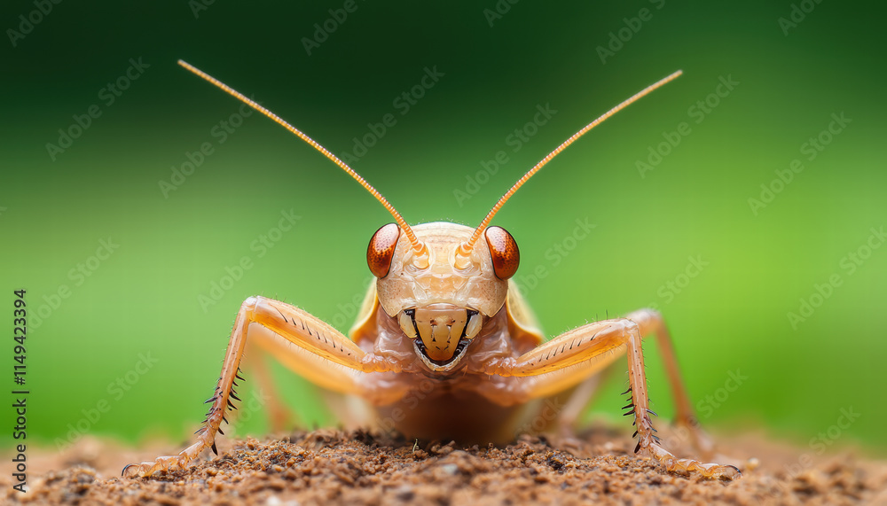Extreme close up of cricket head, showcasing its detailed features and ...