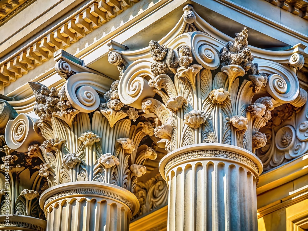 Ornate Stucco Column Capitals: Corinthian & Ionic Designs with ...