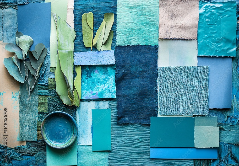 Teal and Green Color Palette Inspiration: Abstract Textured Fabric ...