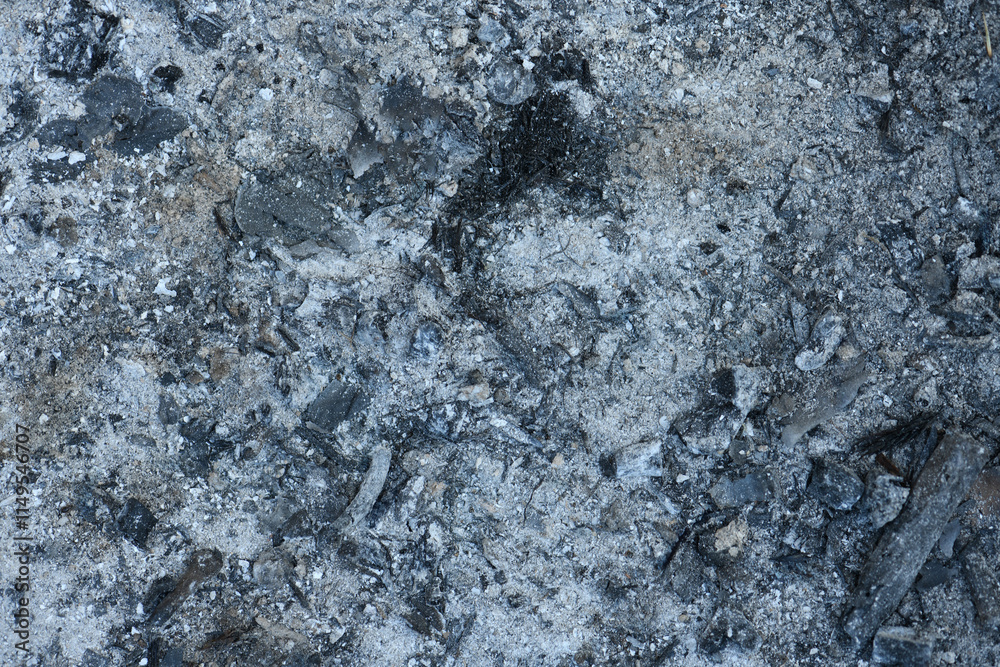 Black ash charcoal from oven background texture, gray wood ash coal in ...