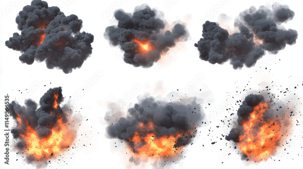 Stock-Illustration „Bomb explosion, rocket hit animation effect. Vector ...