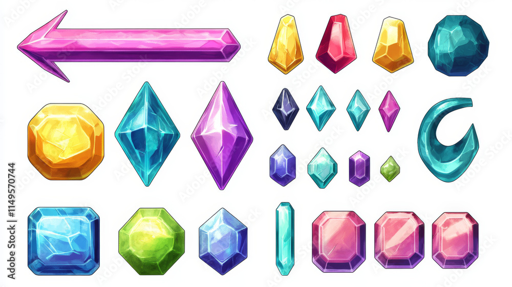 Catoon Set Of Game Ui Buttons For Computer Mobile App Isolated On