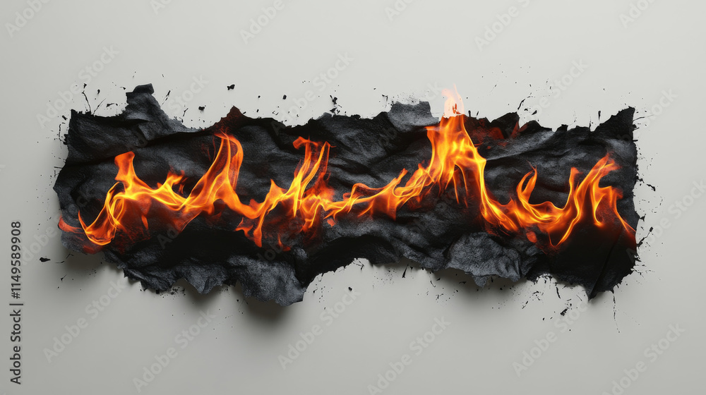 Isolated burn paper page edge with fire vector effect. Realistic burnt ...