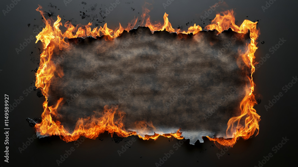 Isolated burn paper page edge with fire vector effect. Realistic burnt ...
