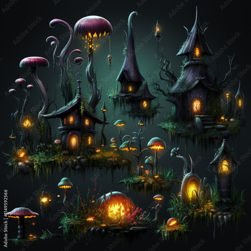 Detailed Mushroom Sprite Sheet for RPG Game Design and Assets Stock ...