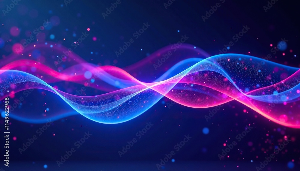 Pulsating blue and magenta wave of light oscillating around a central ...