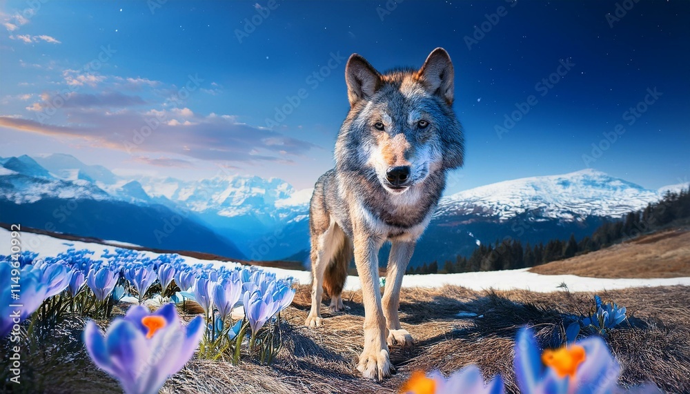 Adult wolf caught on camera trap in wild mountains and amazing views ...