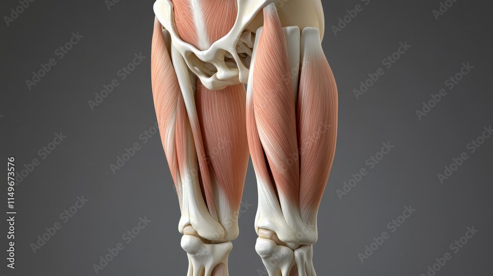 Detailed anatomical model of human leg muscles, showcasing structure ...