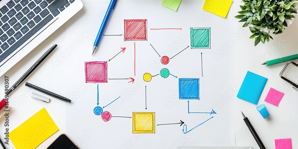 Visualizing Workflow: Charting Processes with Colored Shapes and Arrows ...