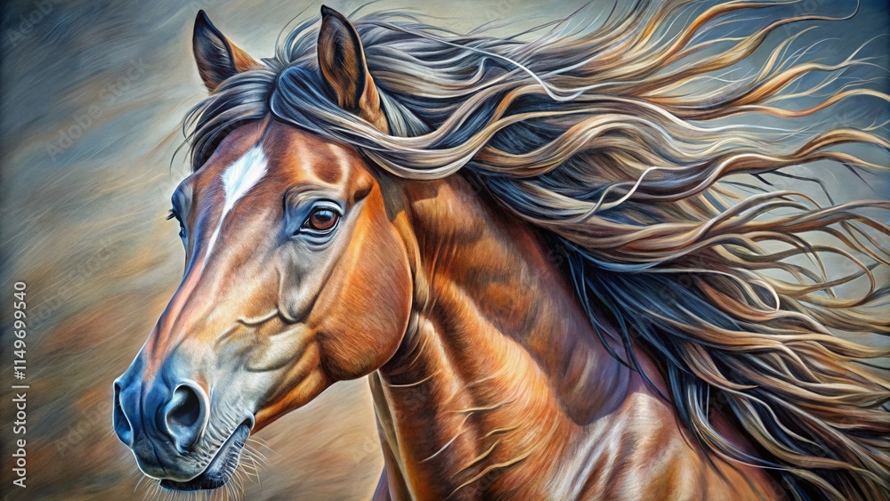 ภาพประกอบ Stock Stunning Horse Head Portrait, Equestrian Art, Horse ...