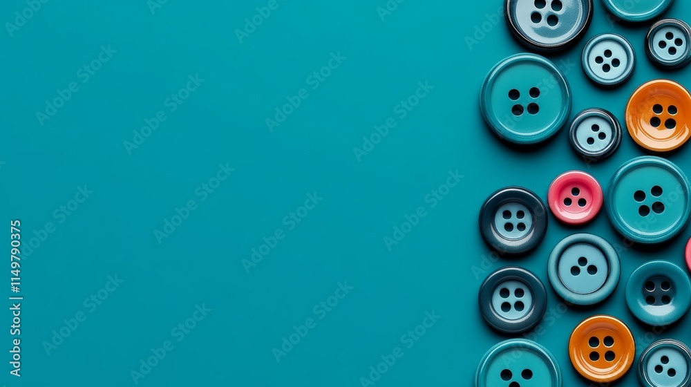Blue background with a row of buttons on it. The buttons are of ...