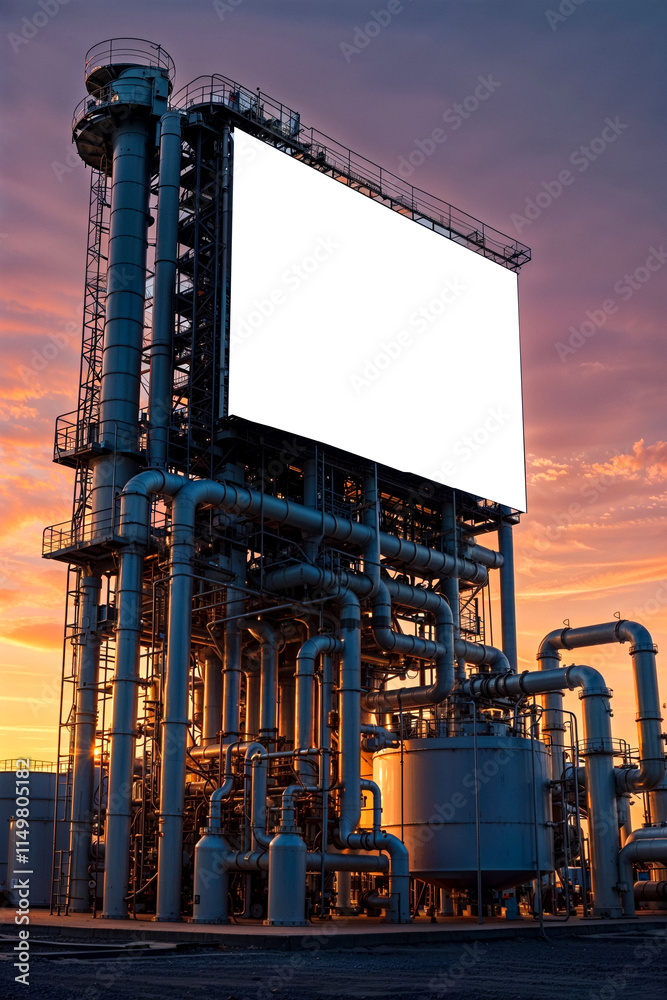 Mock-up poster large screen billboard in industrial gas oil chemical ...