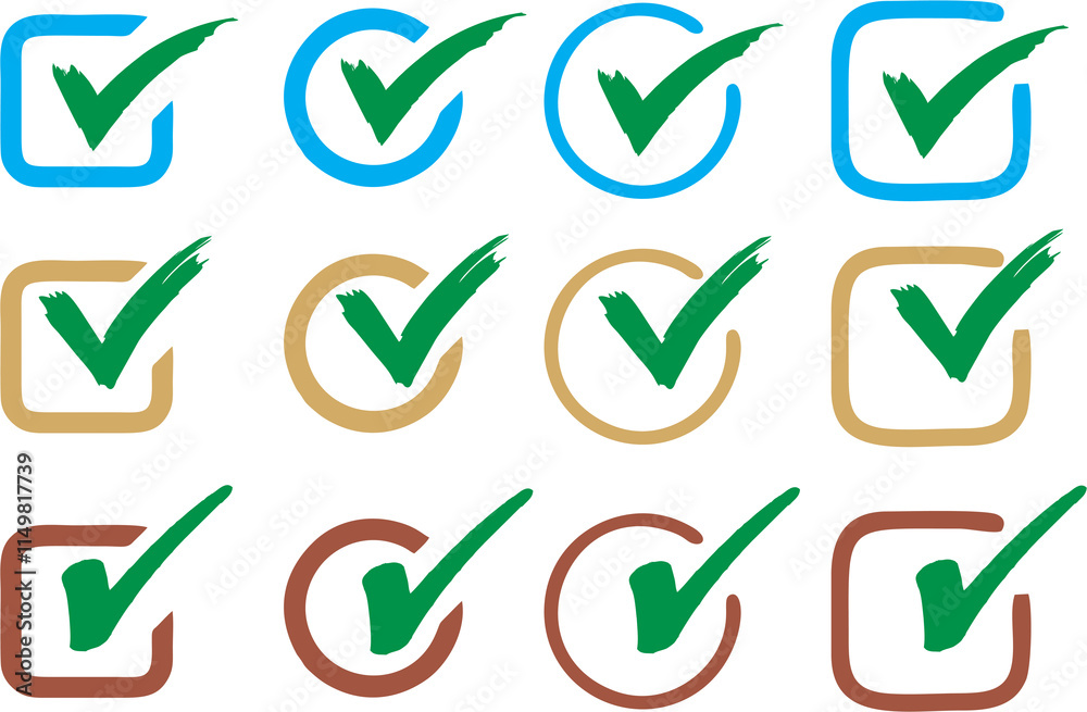 Ilustración de Stock Check mark right or correct icons in box ...