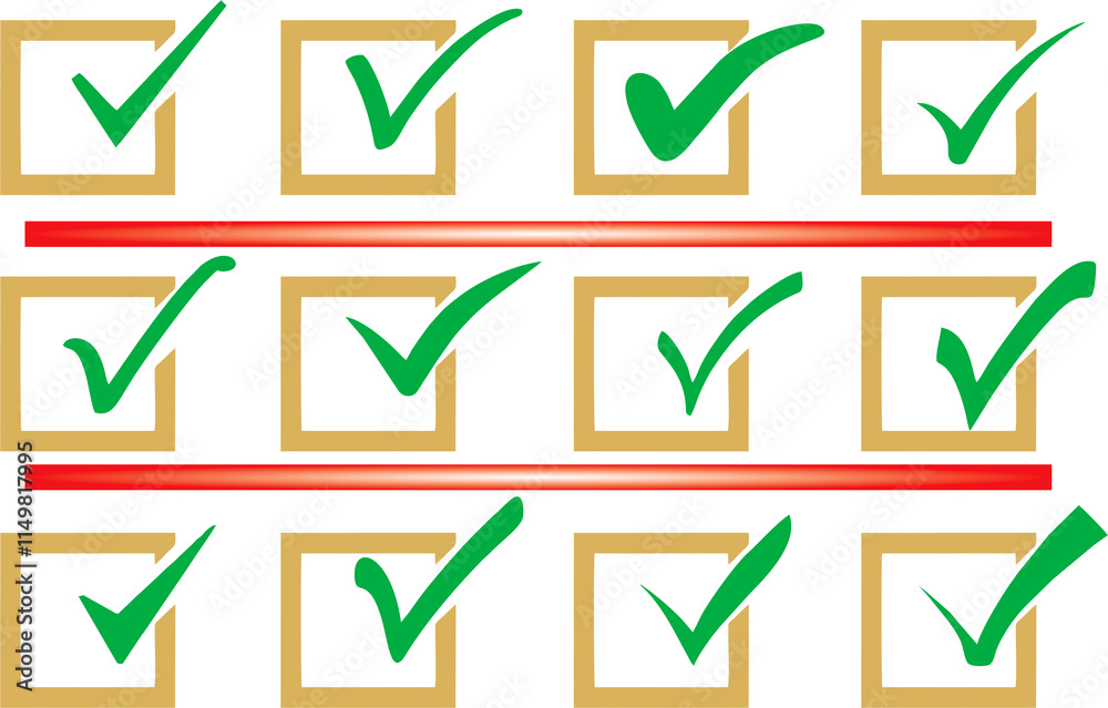 Check mark right or correct icons in box. Different style and shape ...