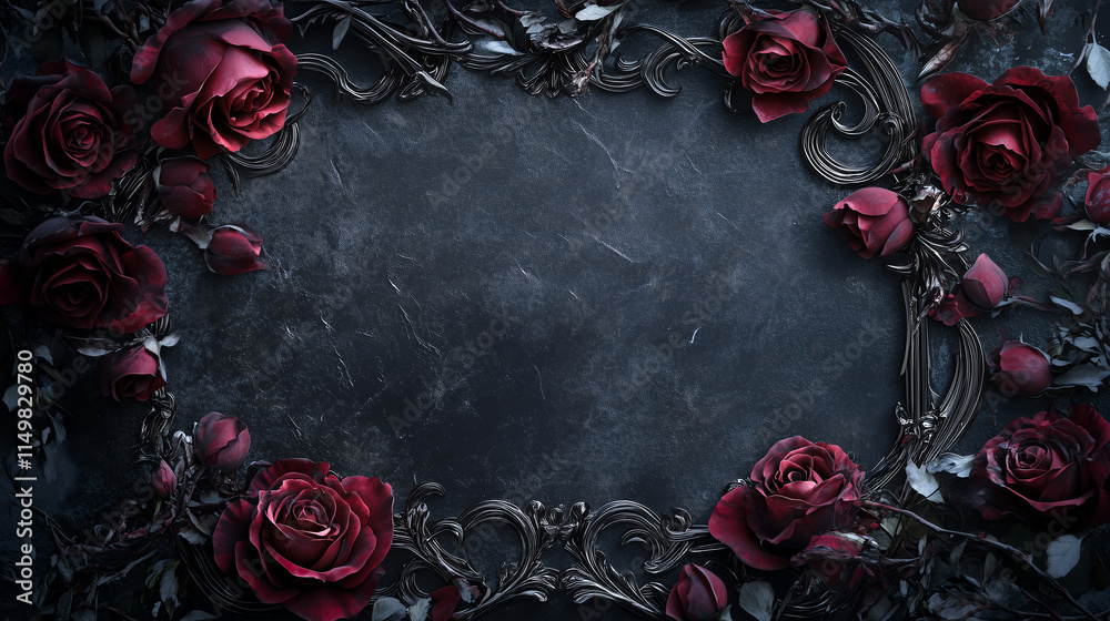 gothic frame border background with roses Stock Illustration | Adobe Stock