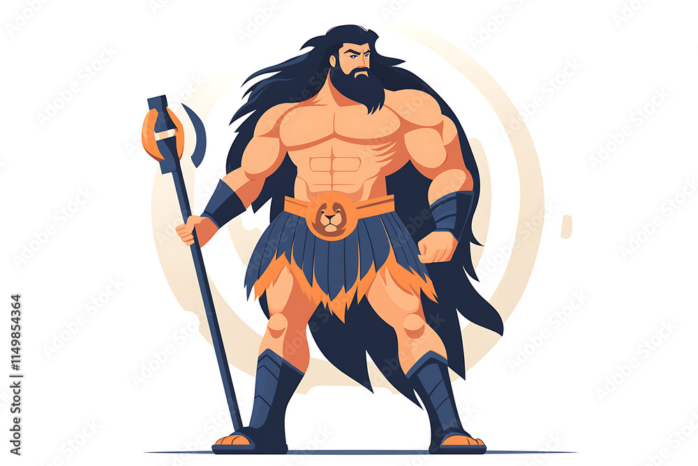 Hercules, the legendary son of Zeus, depicted with his iconic lion skin ...