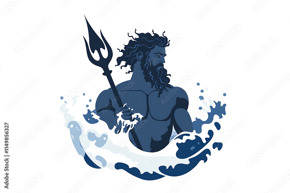 Poseidon, the Greek god of the sea, earthquakes, and horses, portrayed ...