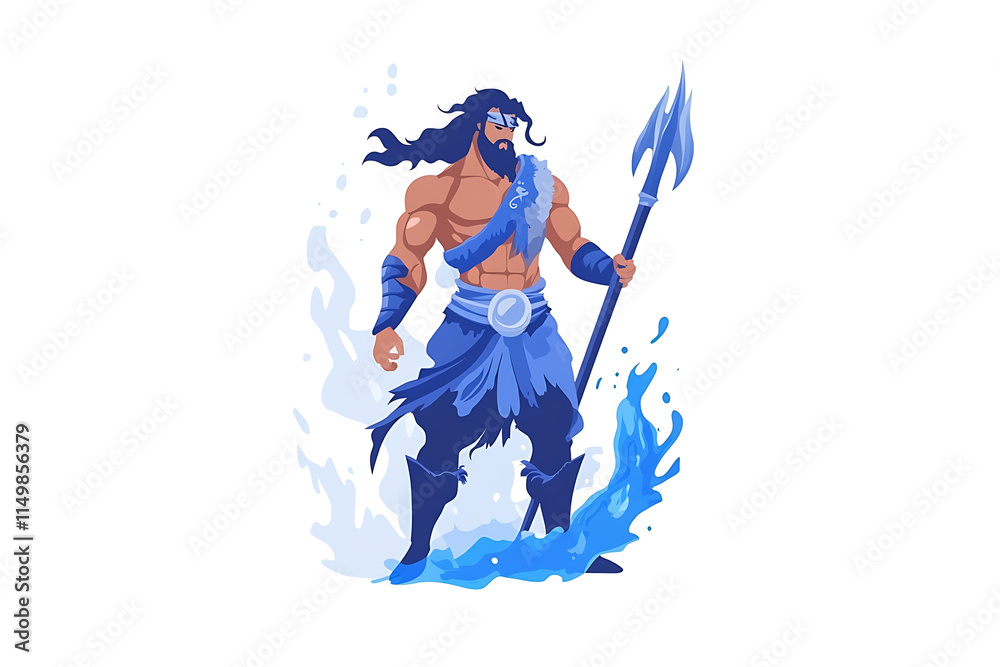 Poseidon, the Greek god of the sea, earthquakes, and horses, portrayed ...