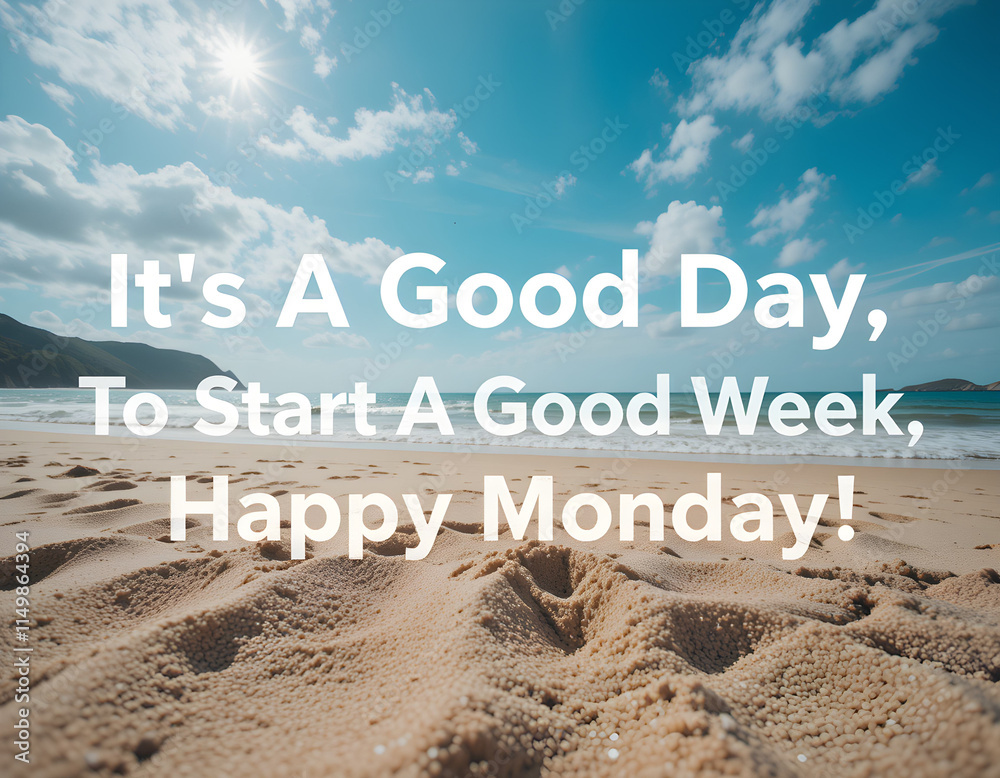 Motivational Happy Monday Beach Scene Stock Photo | Adobe Stock