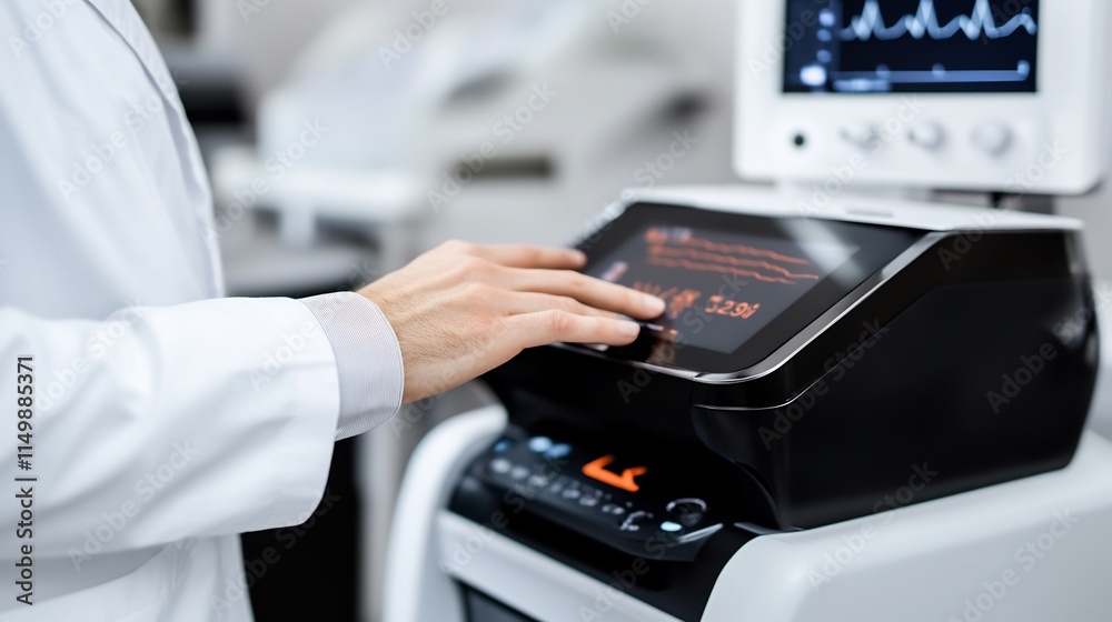 Doctor using modern medical equipment, healthcare technology, digital ...