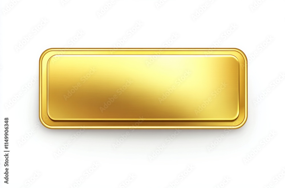 Gold metal name plate, rectangular shape with rounded corners, vector ...