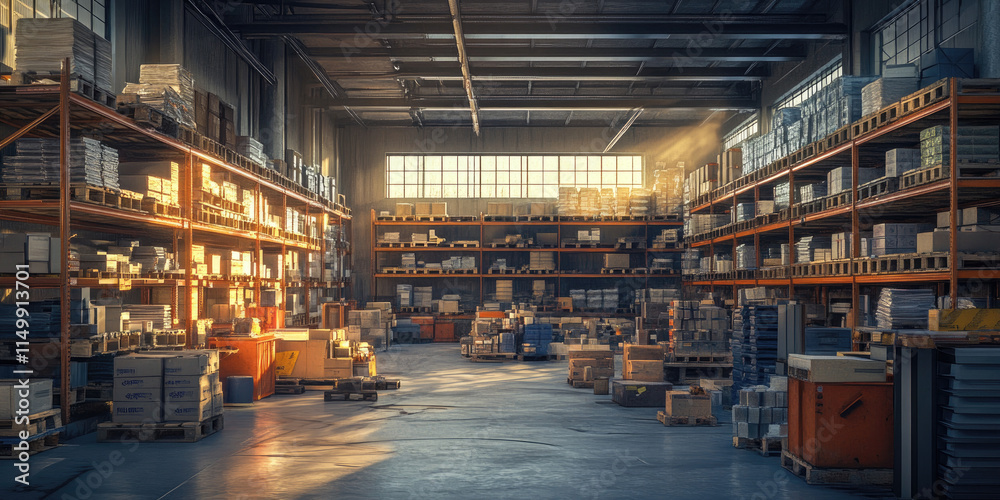 A vast warehouse, filled with rows of neatly stacked boxes, stands ...