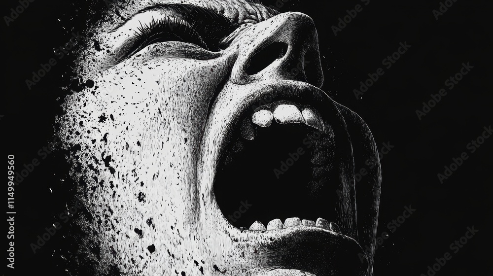 Powerful expression of intense emotion radiating from a figure in high ...