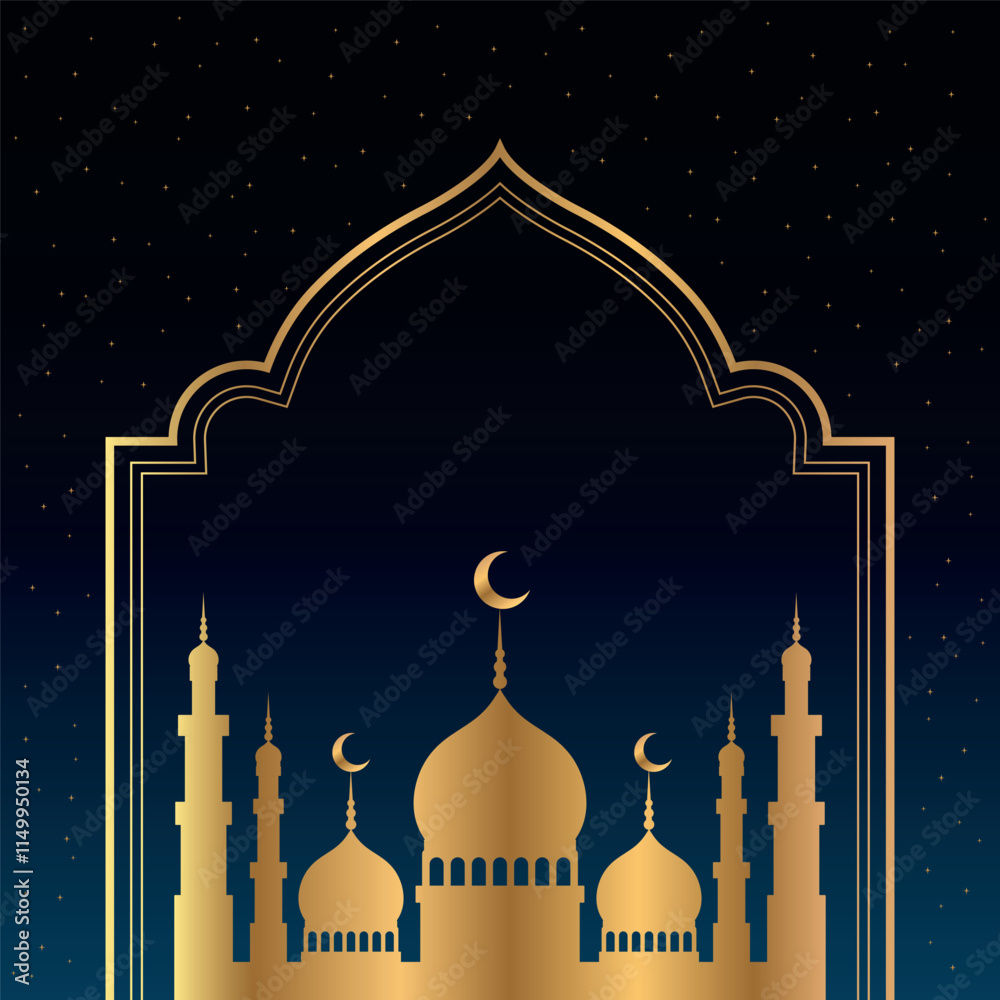 Arabic islamic background with arch and mosque. Stock Vector | Adobe Stock