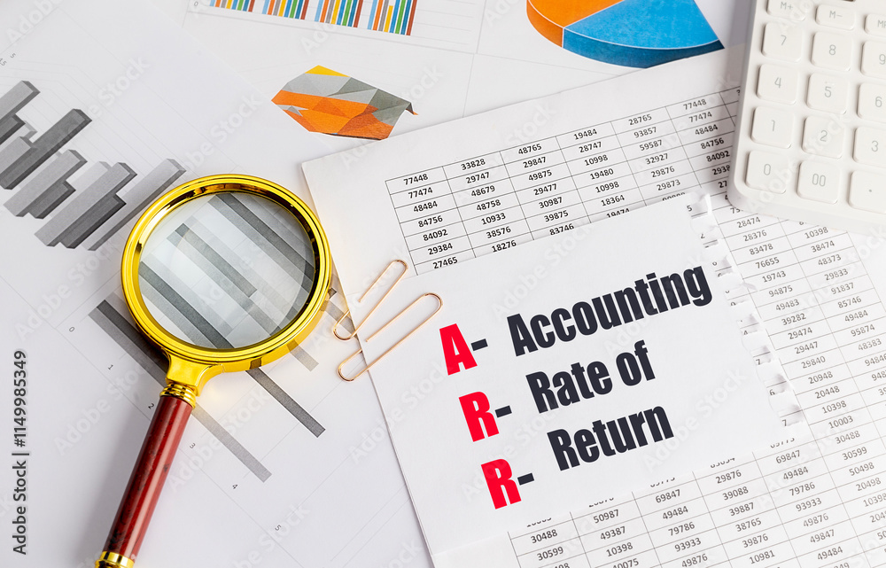 Paper With The Acronym Arr And Its Meaning Accounting Rate Of Return Magnifying Glass Charts