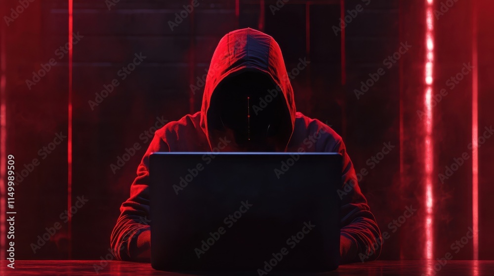 Anonymous hacker typing computer laptop. Cybercrime, cyberattack, dark web concept. Stock Photo ...
