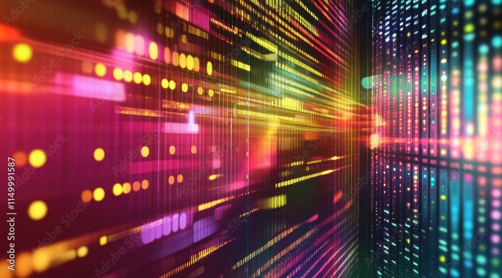 Abstract sound wave background with colorful audio spectrum lines and ...