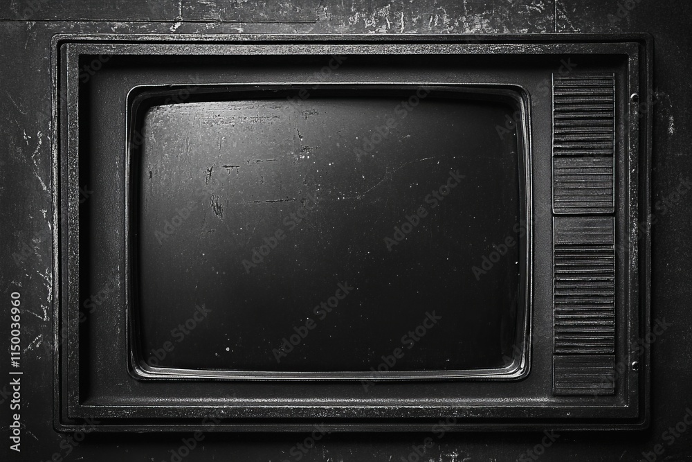 Vintage CRT television screen with static texture reflecting retro ...