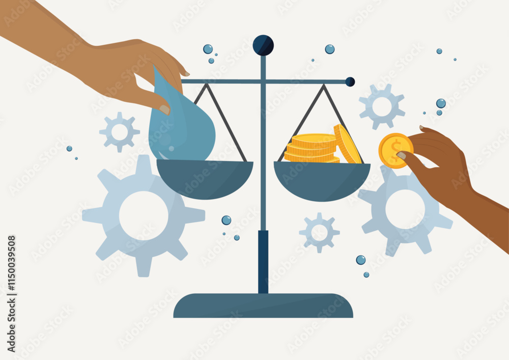 Water Cost Balance Scale Money Finance Illustration. balance scale ...