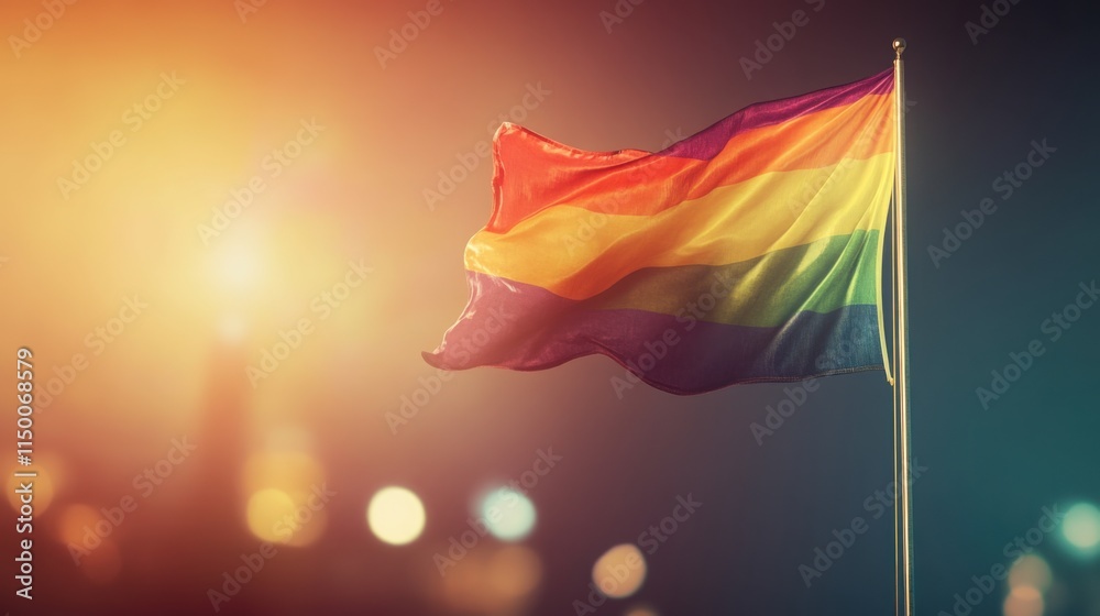 Los Angeles City flag with a rainbow-colored gradient background for ...